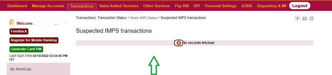 Check PNB IMPS Status Online